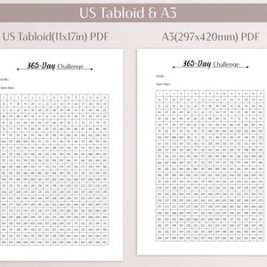 365 Day Challenge Printable A3 / A4 / US Tabloid / US Letter - Etsy