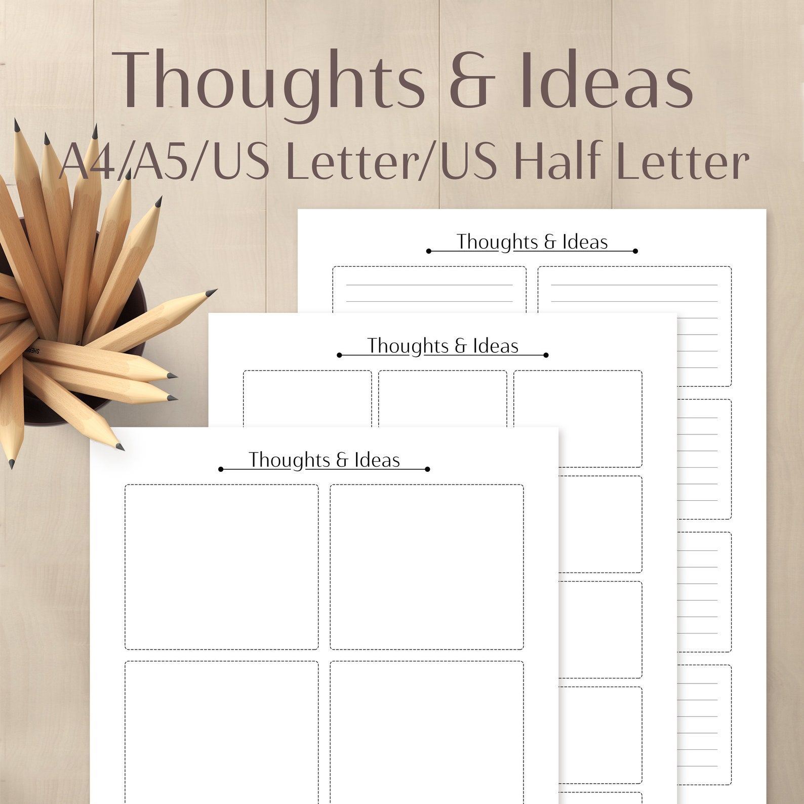 Thoughts & Ideas Organizer Printable | Brain Dump | A4 A5 US Letter US ...