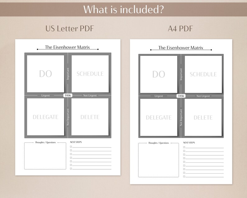 Prioritization Matrix | A4 US Letter | Eisenhower Matrix | Task Planner ...