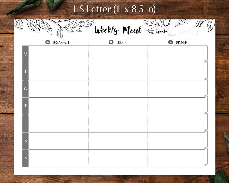Weekly Meal Plan Printable | Food Planner | A4 US Letter | Weekly Food ...