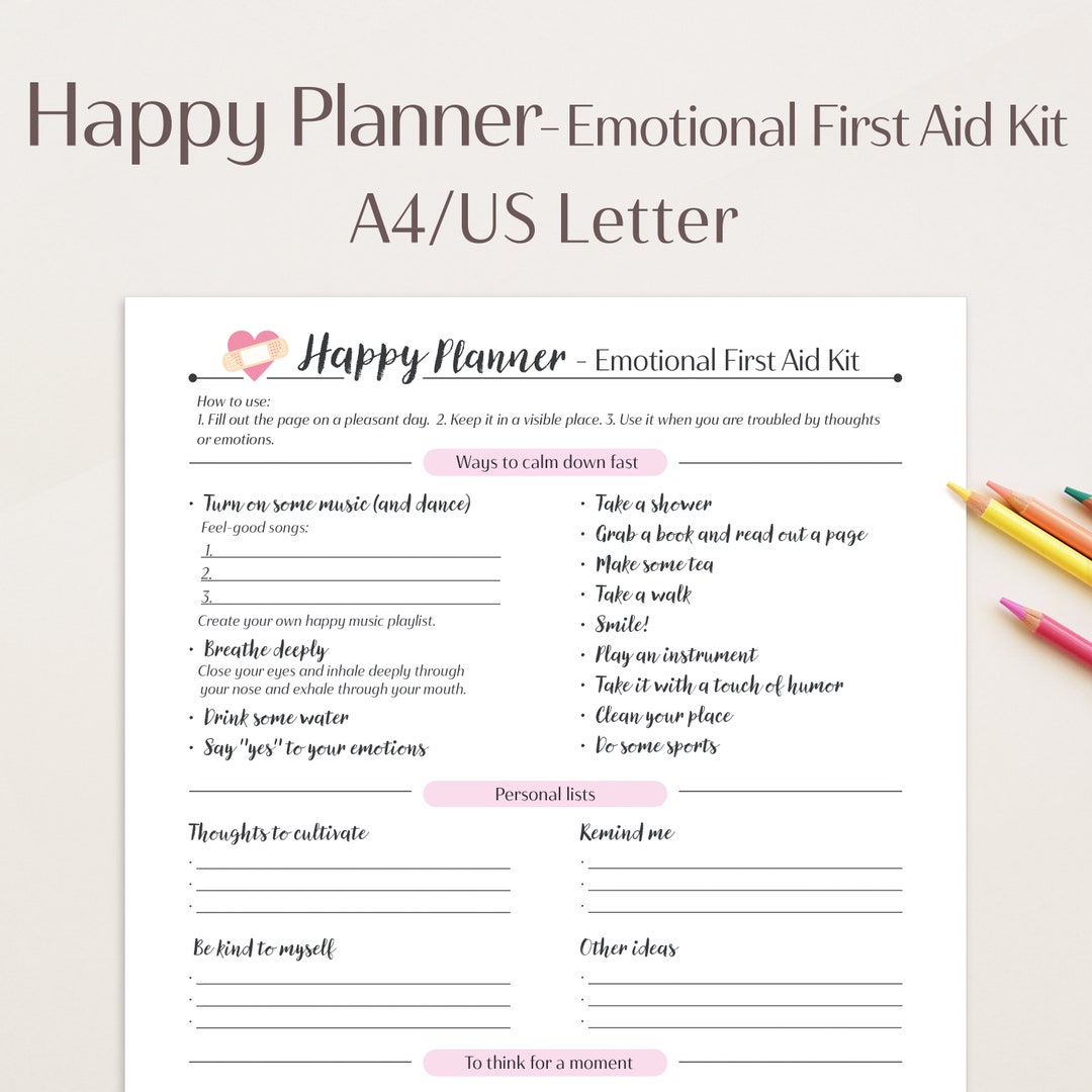 Happy Planner | Emotional First Aid Kit Checklist Printable | First Aid ...
