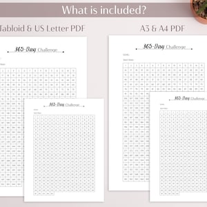 365 Day Challenge Printable | A3 A4 US Tabloid US Letter | 365 Trackers ...