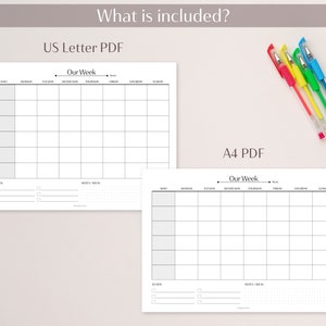 Our Week - Family Planner Printable | US Letter A4 | Weekly Tasks ...