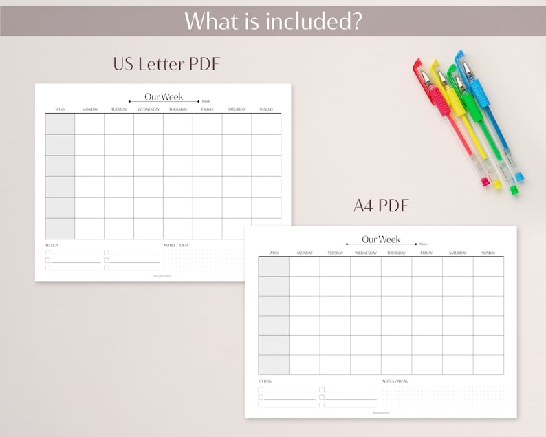 Our Week - Family Planner Printable | US Letter A4 | Weekly Tasks ...