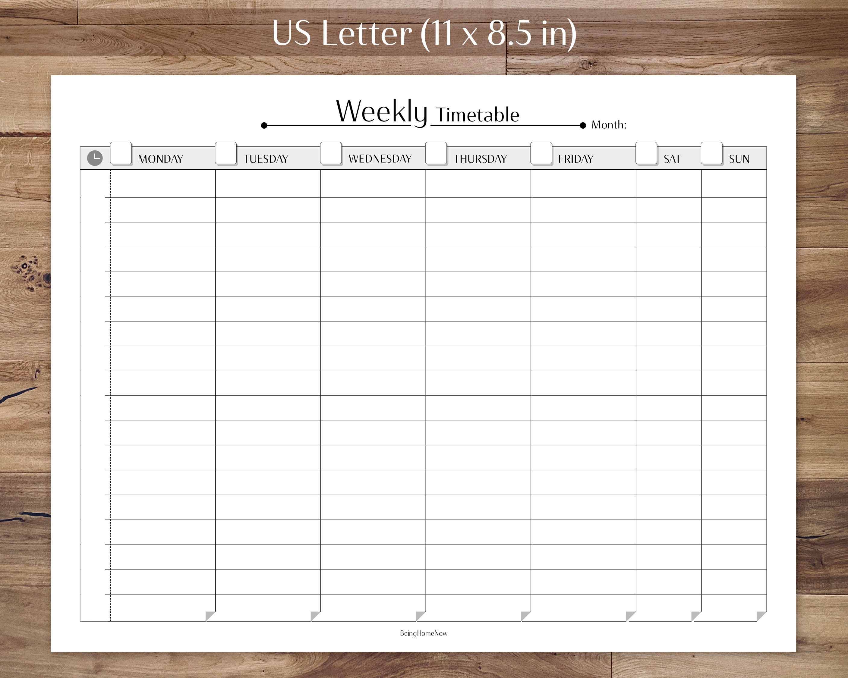 Weekly Timetable Printable | Weekly Schedule | Hourly Planner | Time ...