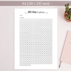 365 Day Challenge Printable | A3 A4 US Tabloid US Letter | 365 Trackers ...