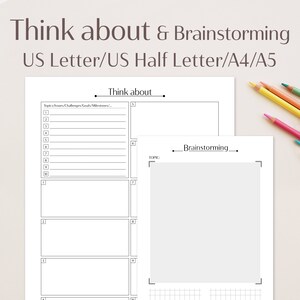 Think About Planner Printable Brain Dump A4 A5 US Letter US Half Letter ...