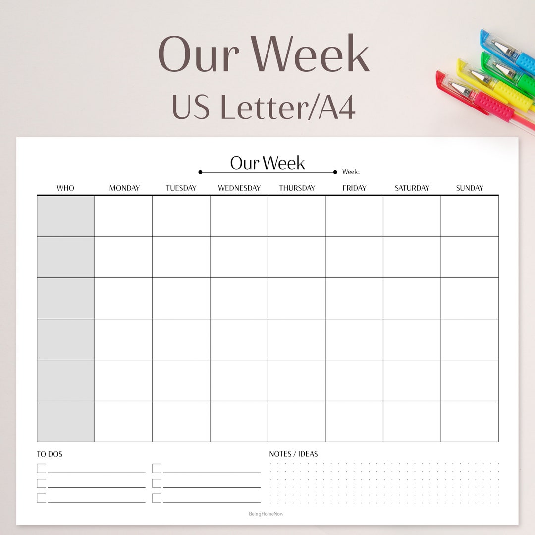 Our Week - Family Planner Printable | US Letter A4 | Weekly Tasks ...
