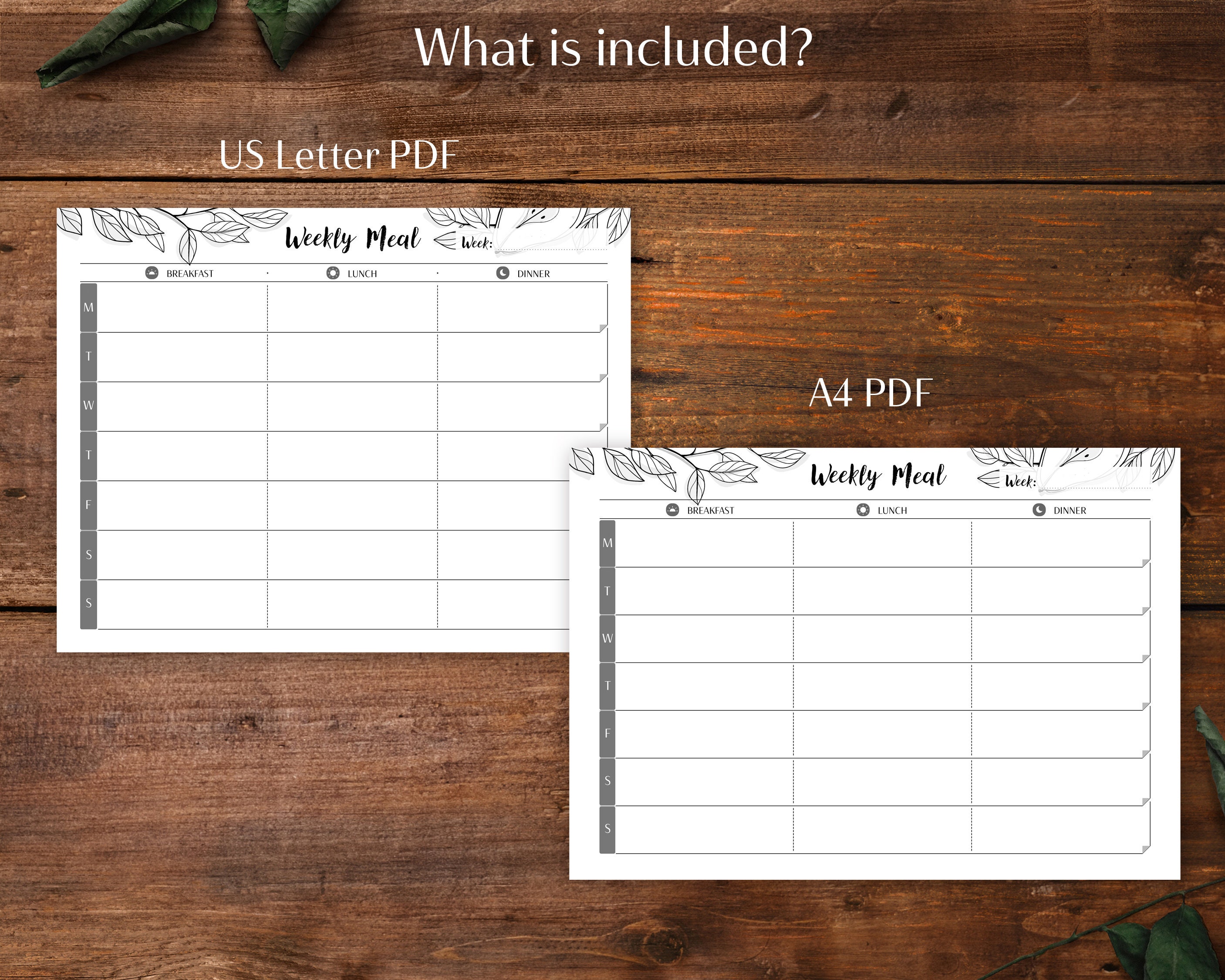 Weekly Meal Plan Printable | Food Planner | A4 US Letter | Weekly Food ...