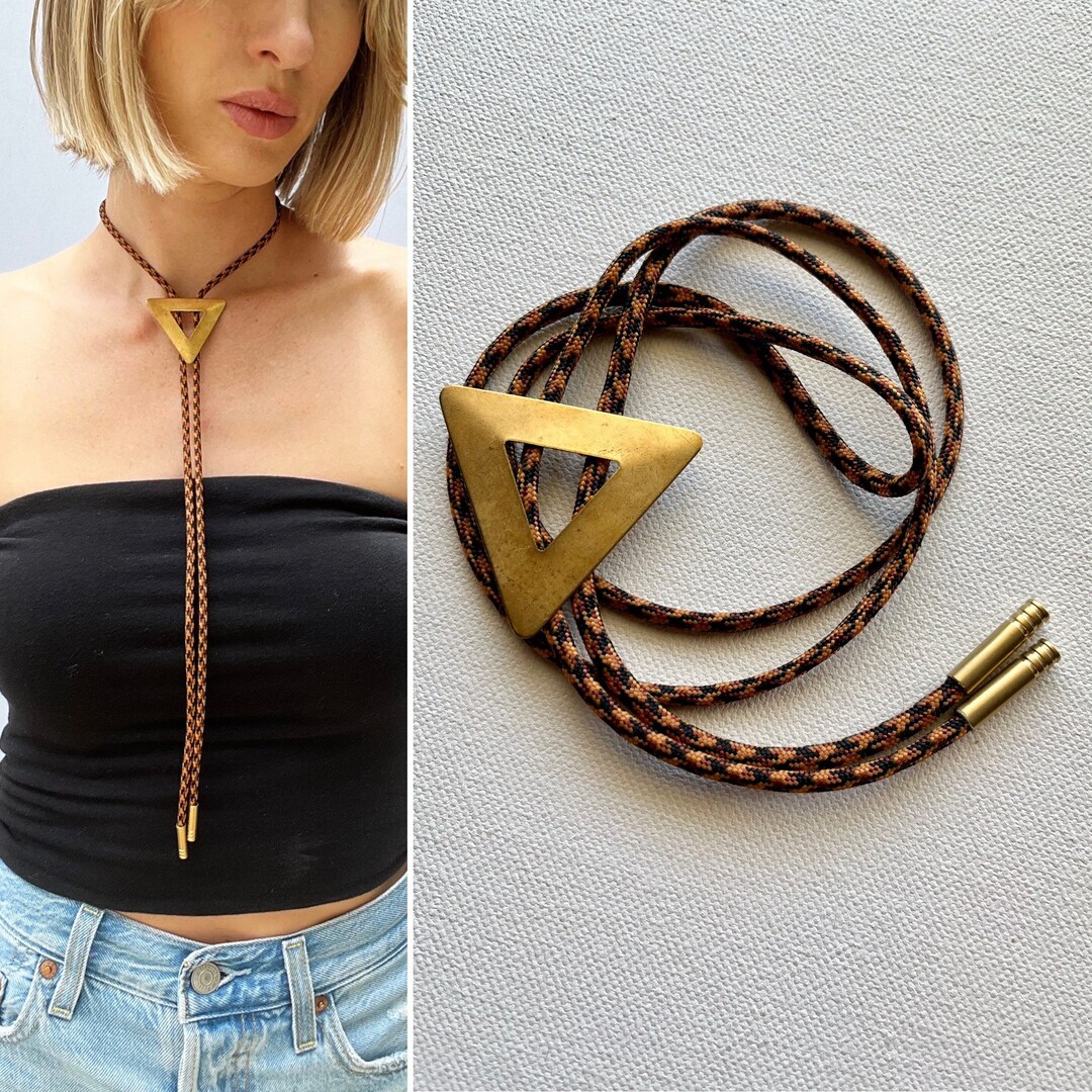 Vintage Brass Triangle Bolo - Etsy