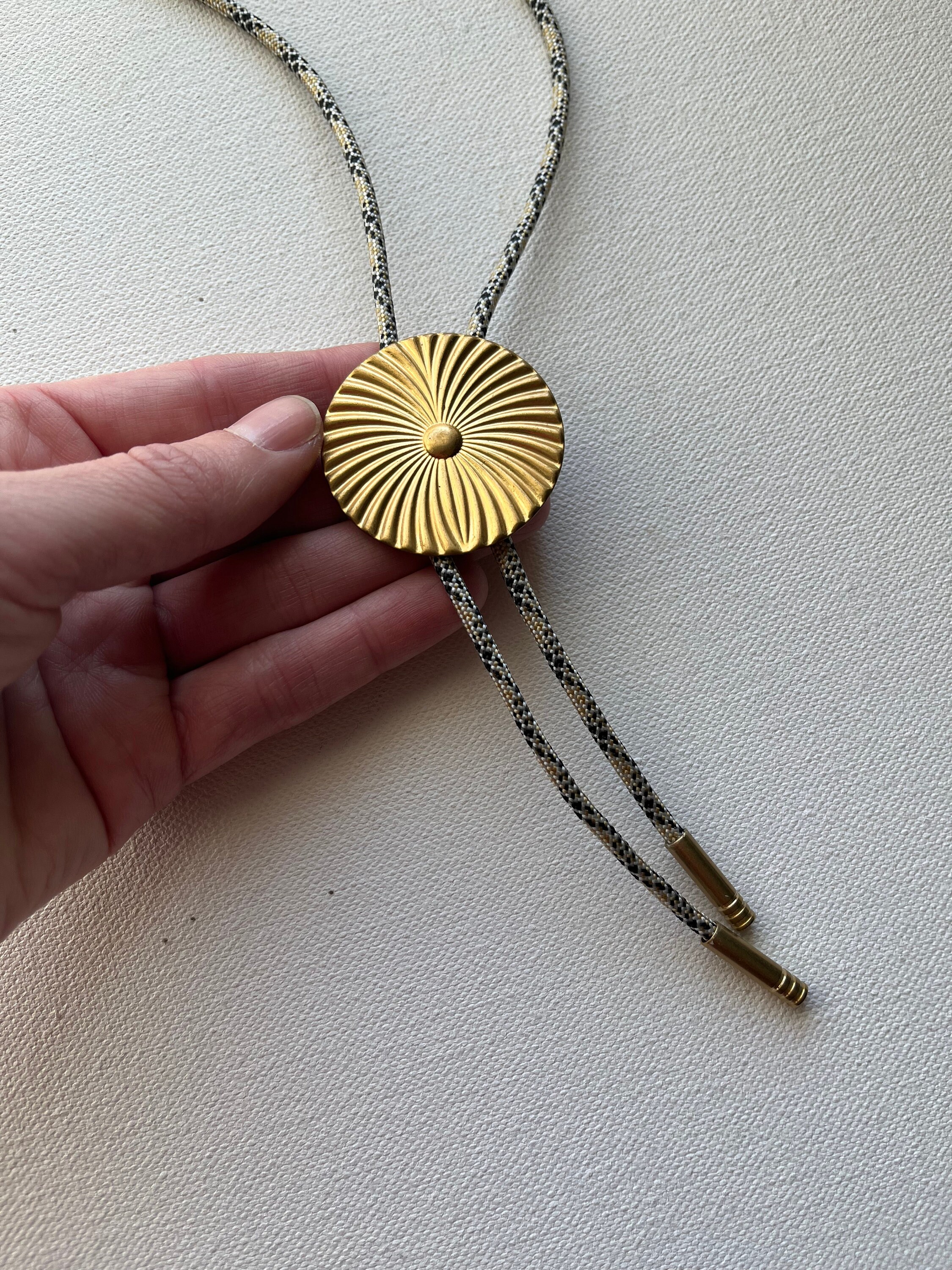 Vintage Brass Radiating Medallion Bolo Tie Necklace - Etsy
