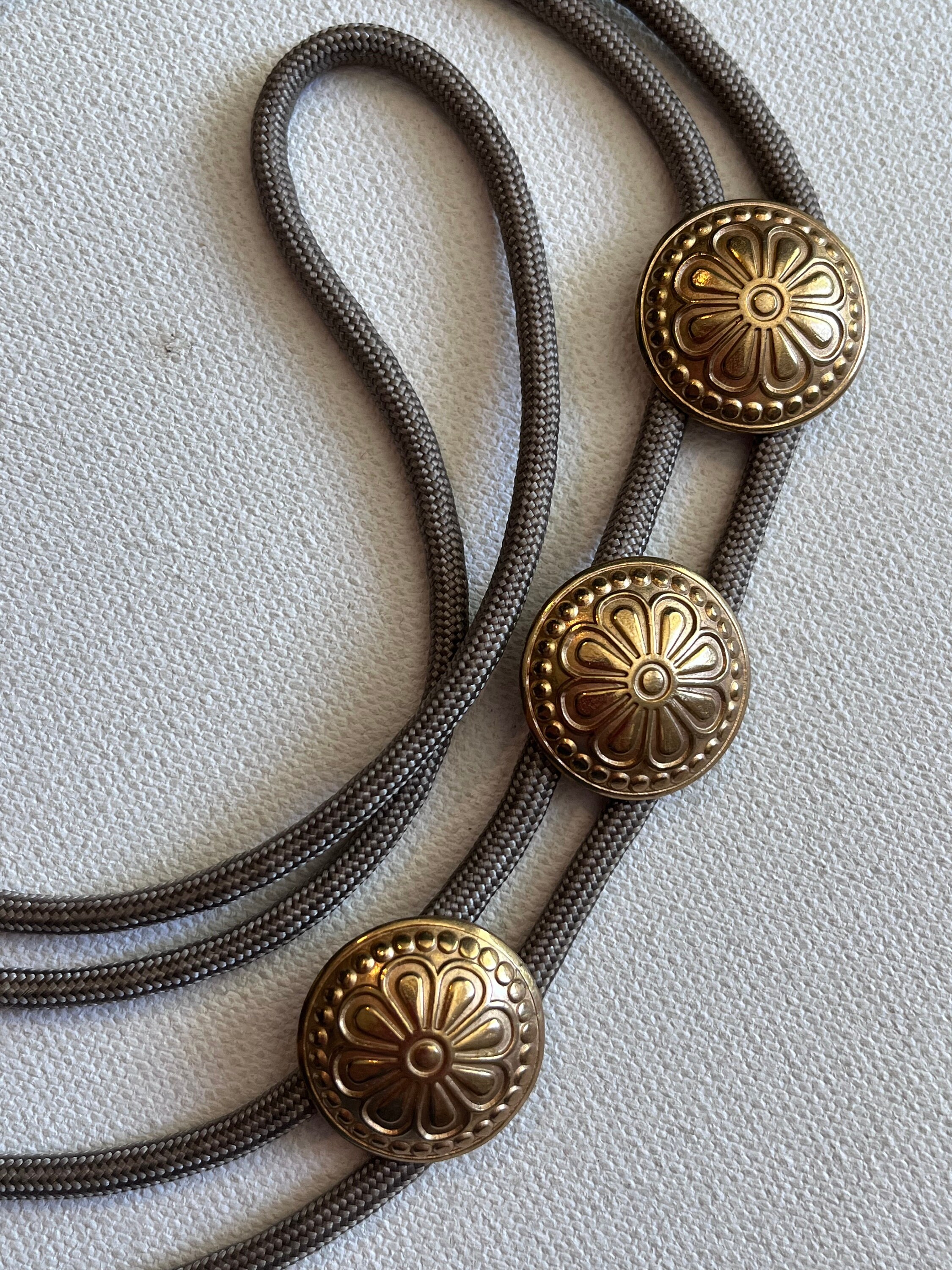 Triple Bronze Floral Concho Bolo Tie Necklace - Etsy