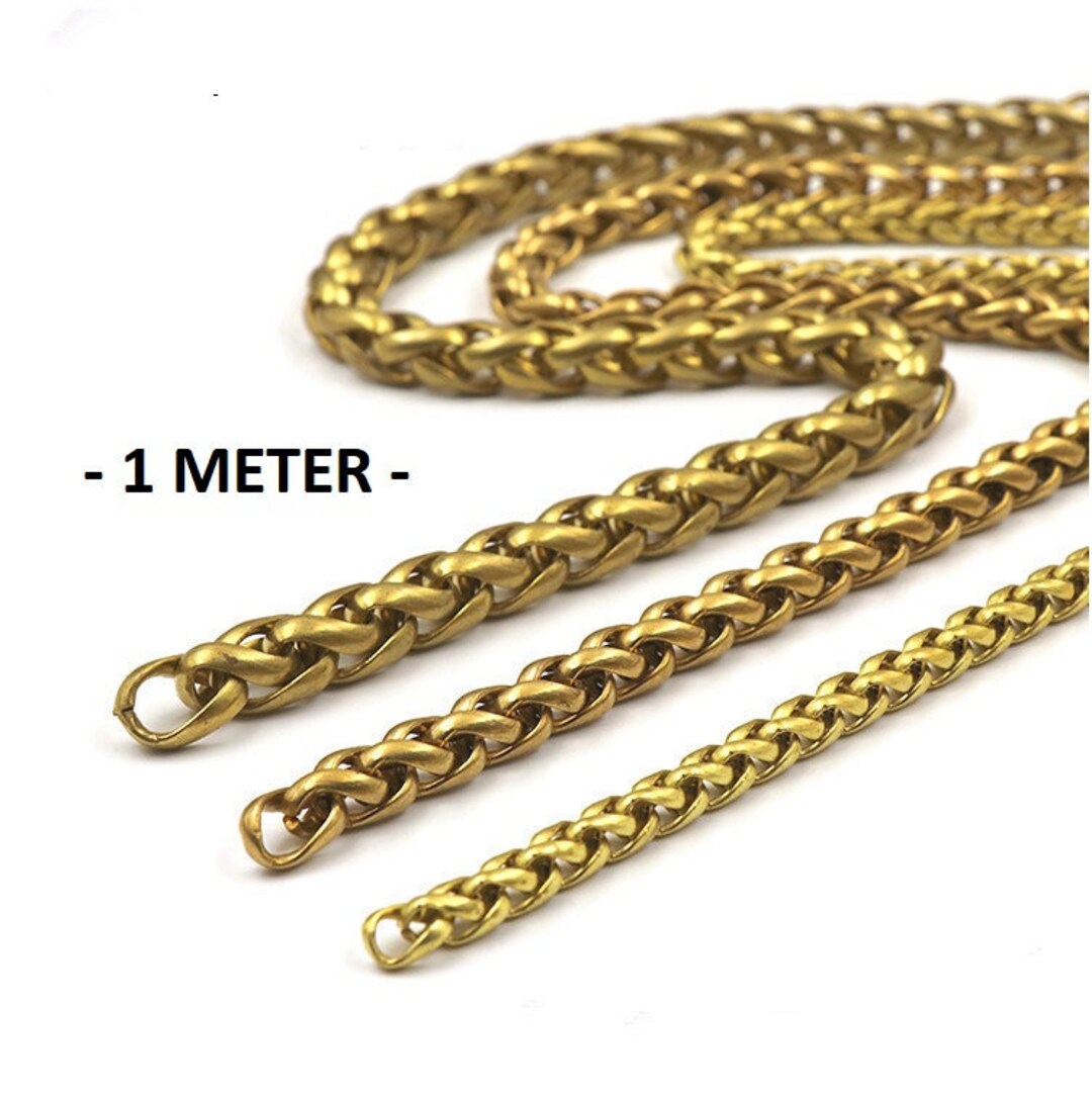 Solid Brass Wheat & Flat Chain for Custom Key or Wallet Chain - Etsy