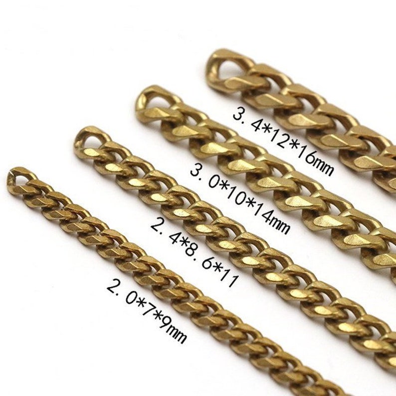 Solid Brass Wheat & Flat Chain for Custom Key or Wallet Chain - Etsy