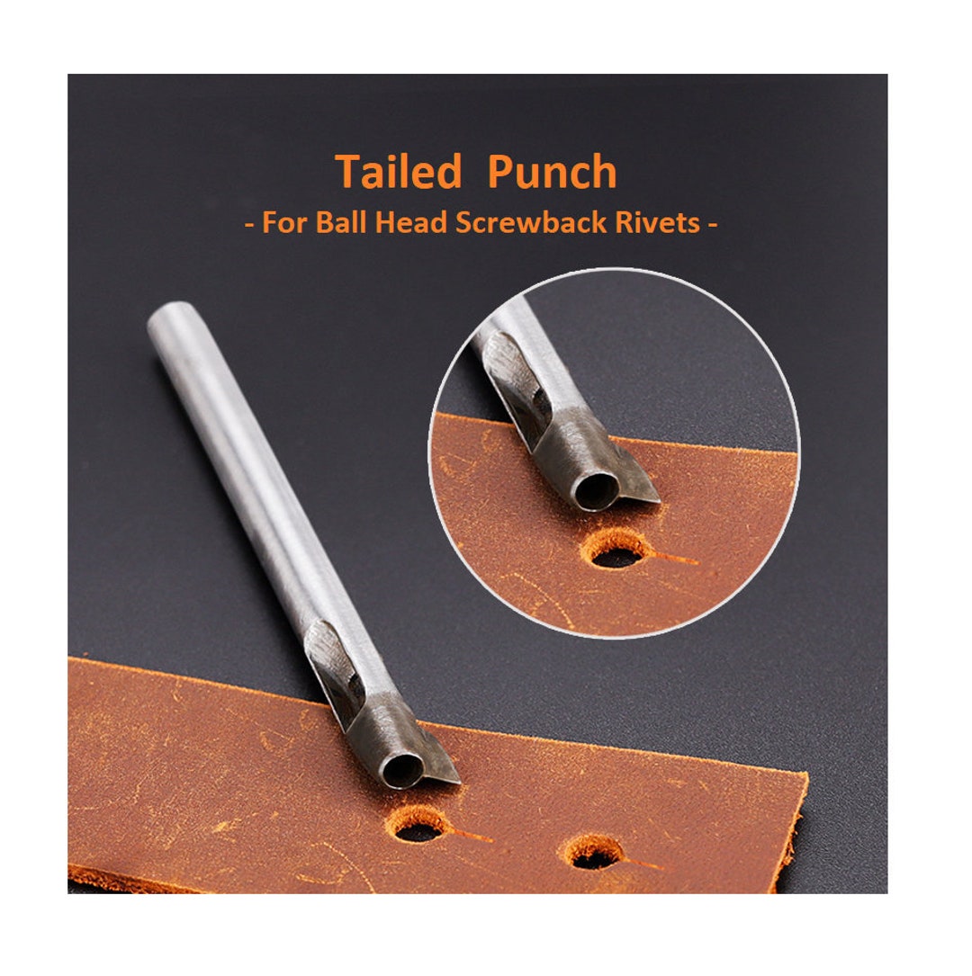 Tailed Hole Punch 7 Pcs Set for Ball Head Monk Head Screw-back Stud ...