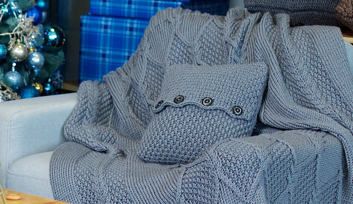 Warm Cable Knit Throw Knitted Bedspread Chunky Knit Blanket - Etsy