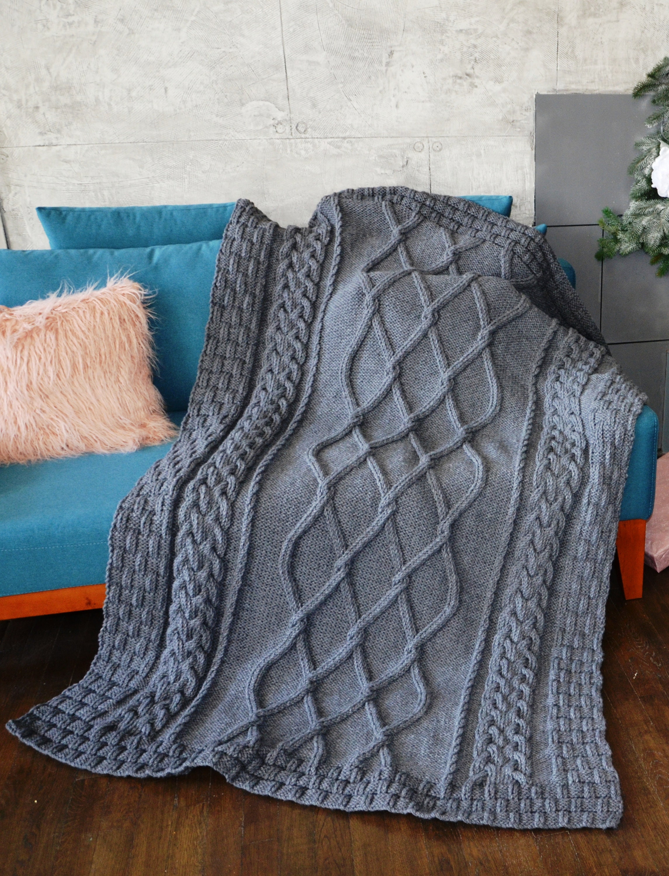 Gorgeous Chunky Grey Throw Cable Knit Blanket Luxury - Etsy UK