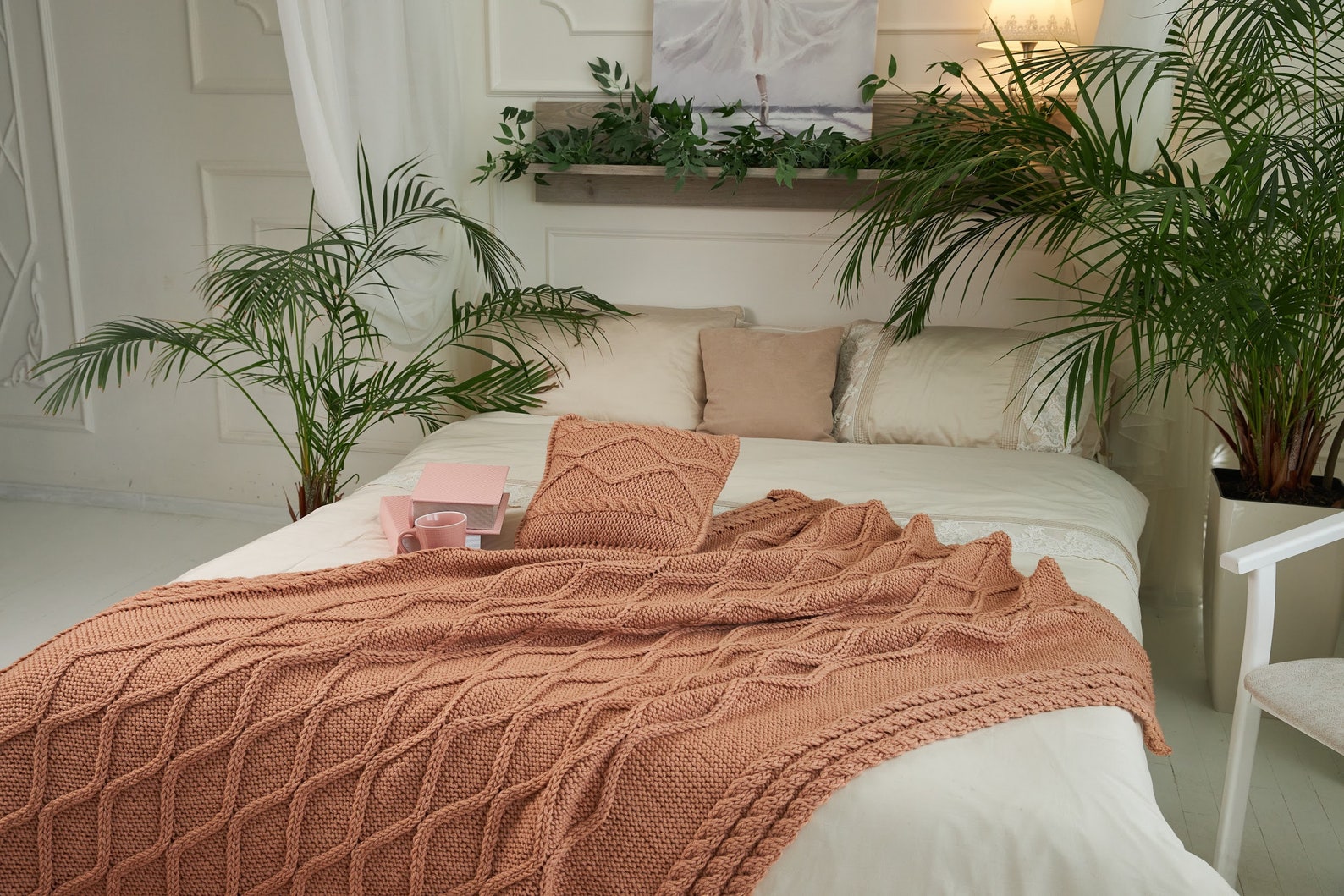 Luxury Handmade Bedspread, Cable Knit Blanket, Hand Knitted Blanket ...