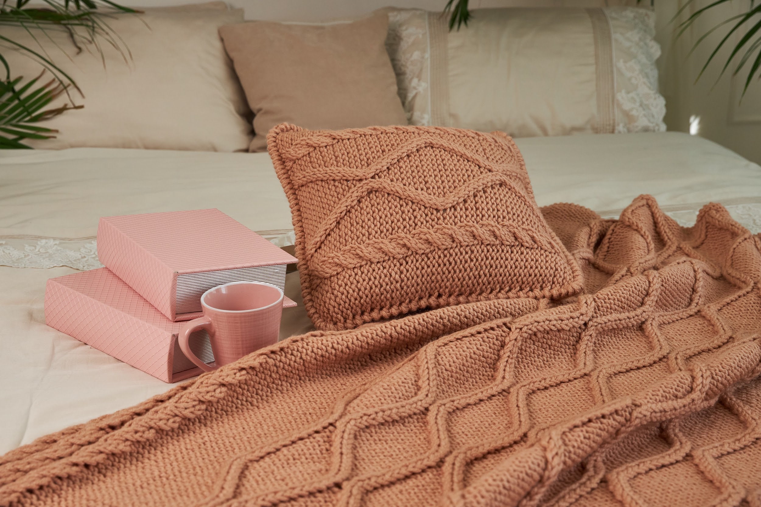 Luxury Handmade Bedspread, Cable Knit Blanket, Hand Knitted Blanket ...