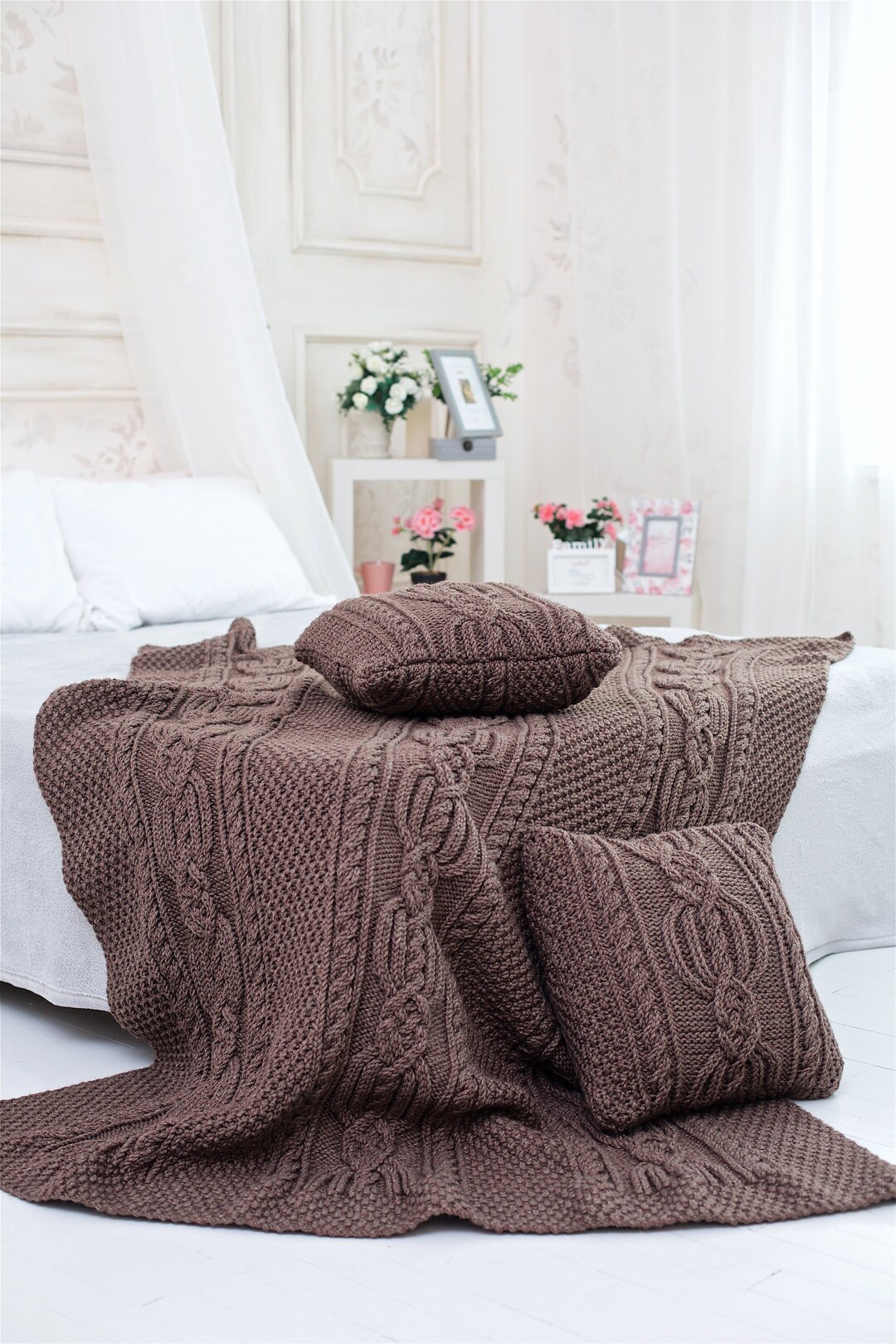 Stunning Cable Knit Blanket, Chunky Knit Blanket, Hand Knitted Throw ...