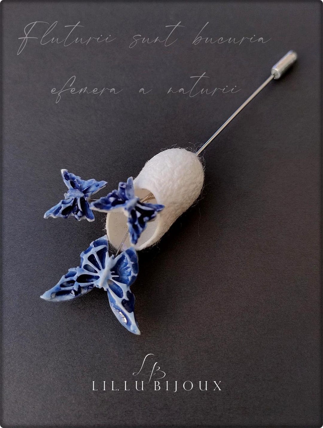 Handmade Blue Butterfly Brooch, Flying From Silk Cocoon, Unique Nature-inspired Jewelry, Gift ...