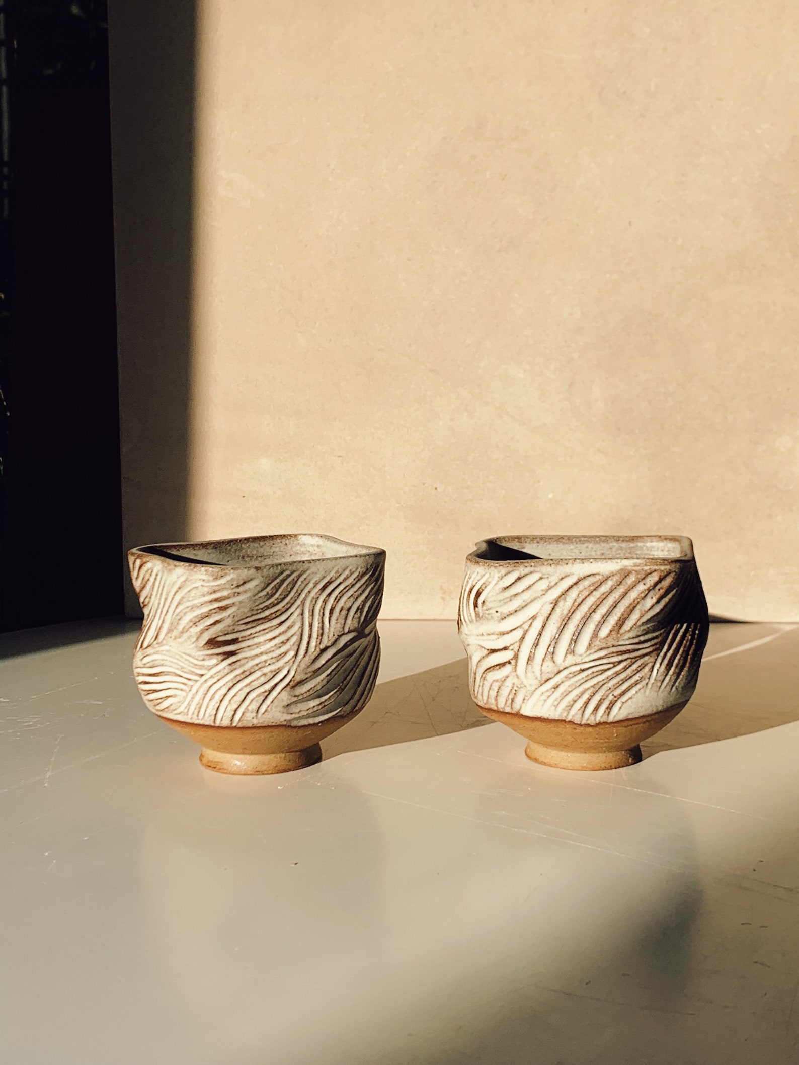 Twisted Matte White Japanese Ceramic Tea Cup in Toasted Clay, Handmade ...