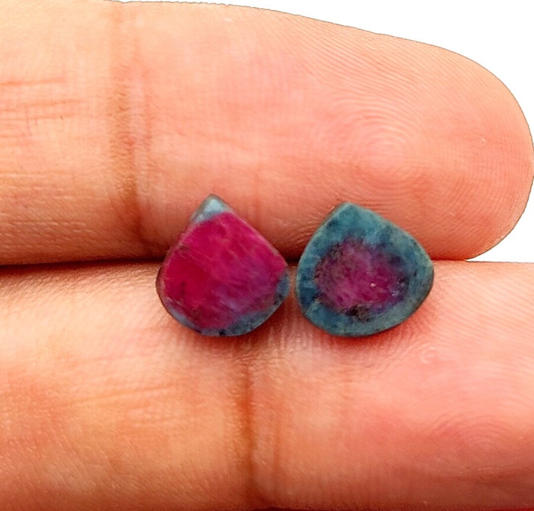 Ruby Zoisite Heart Gemstone Slice Natural Ruby Zoisite Pair - Etsy