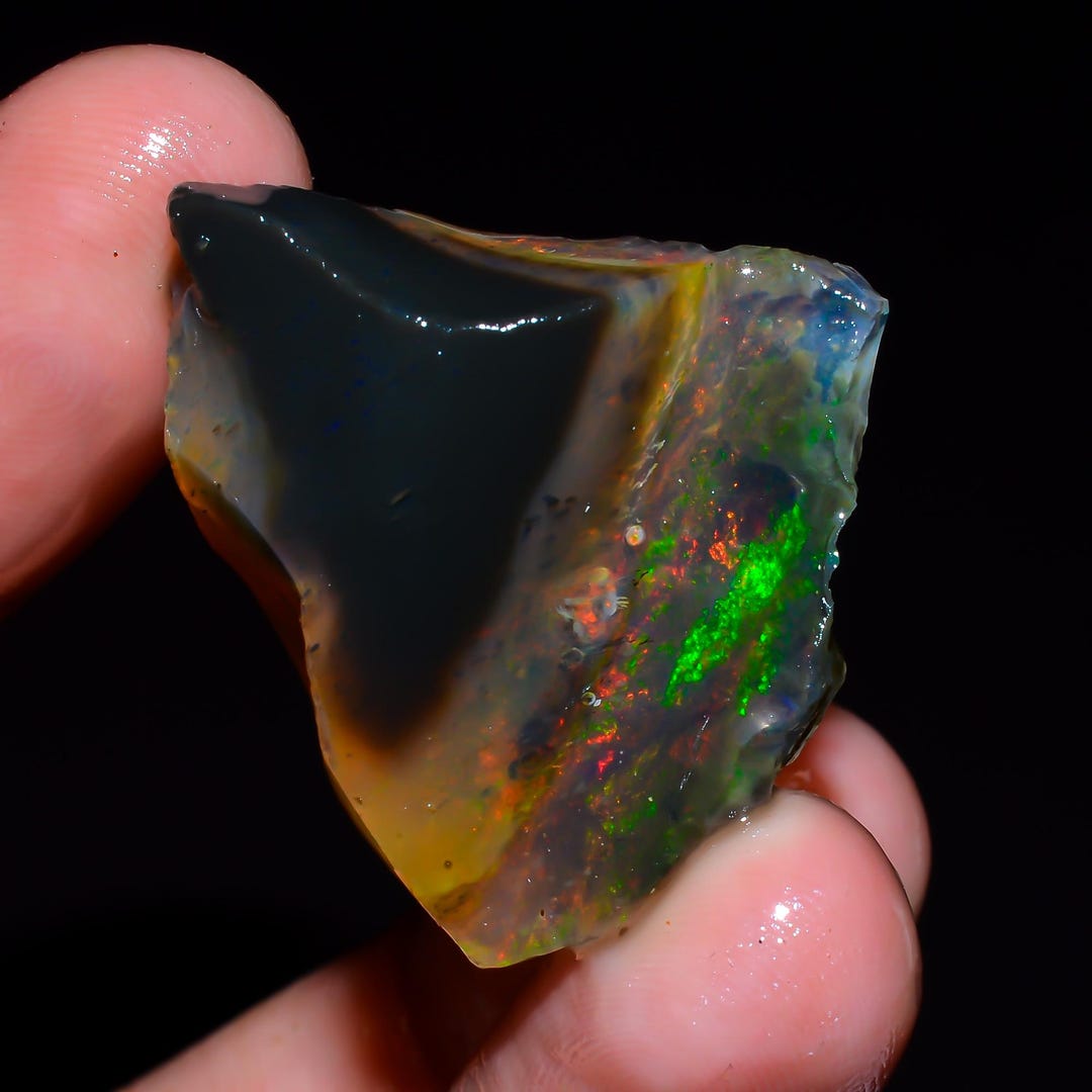 Multi Fire Opal Rough Natural Oil Ethiopian Opal Raw Uncut for Making ...