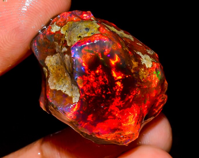 Opal Rough, Natural Red Fire Ethiopian Opal Raw, Welo Fire Loose Gemstone Oil Opal Rough ...