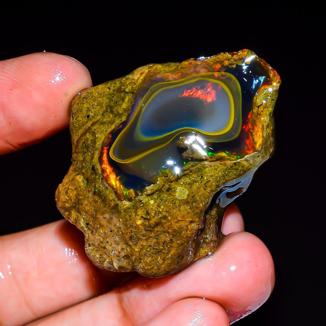 Ethiopian Opal Raw, Oil Opal Rough Multi Fire Opal Gemstone, Natural ...