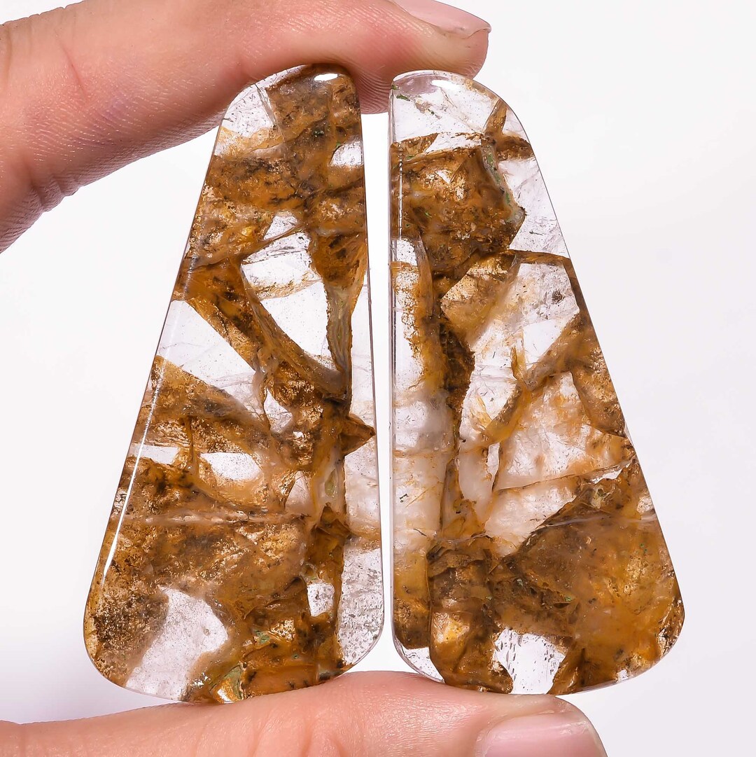 Phantom Quartz Pair Fancy Shape Slice Gemstone 59x28x4 MM Smooth ...