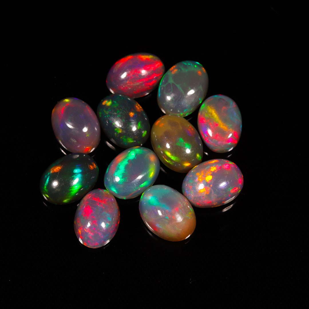 Flashy Fire Opal Cabs, Natural Ethiopian Opal Oval Cabochon, Multi Fire ...