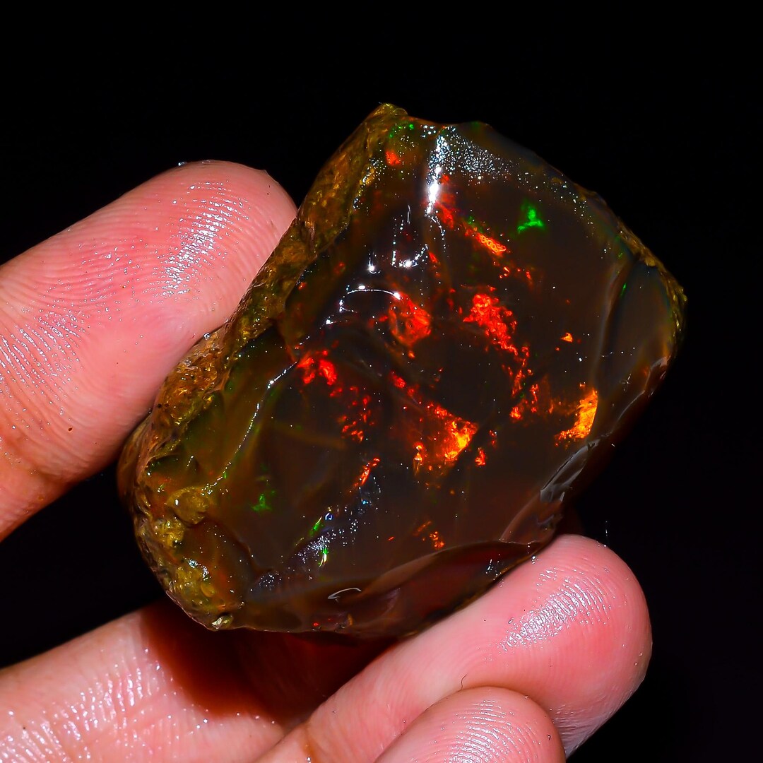 Opal Rough, Natural Ethiopian Opal Raw, Multi Fire Loose Gemstone Oil ...