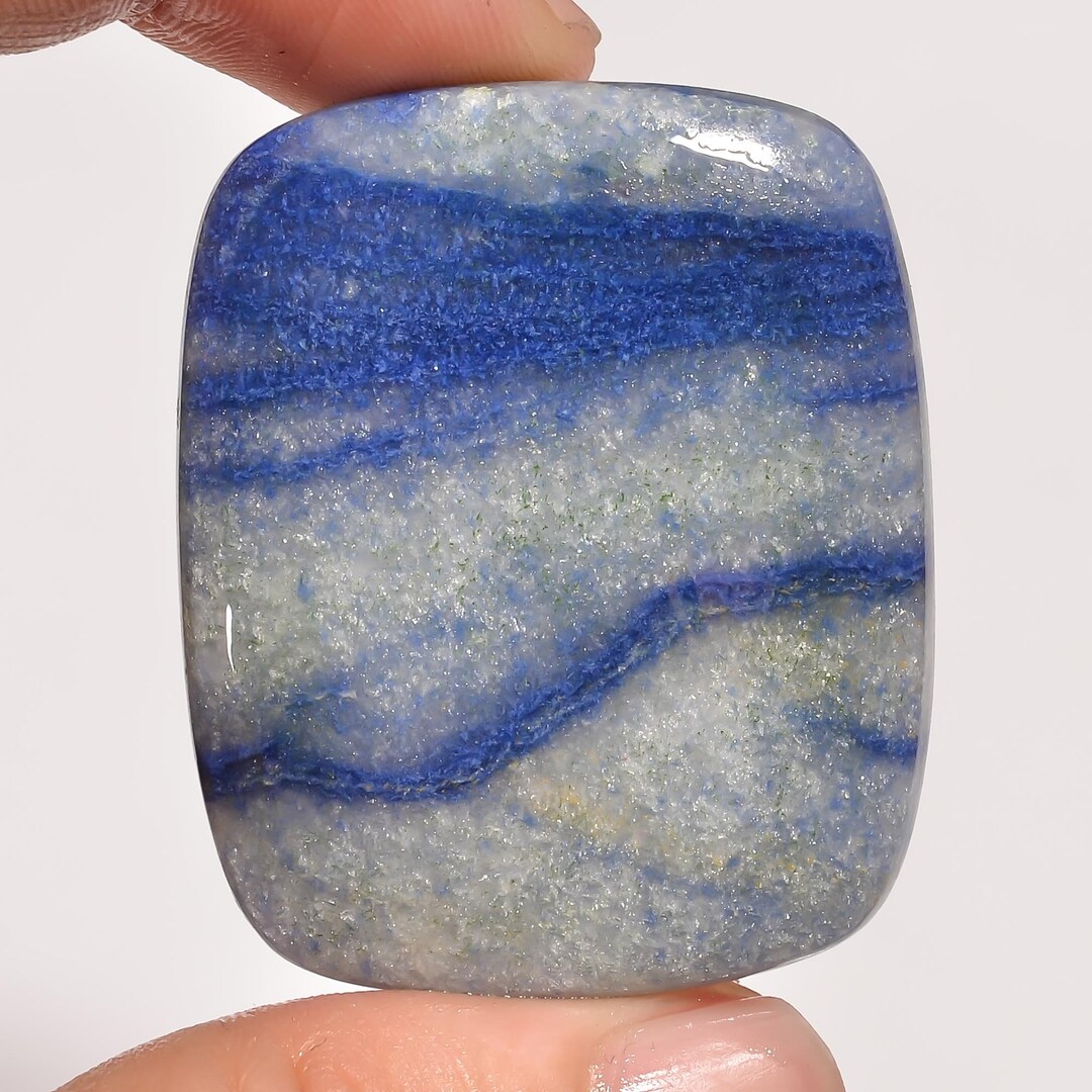 Natural Blue Quartz Square Shape Cabochon Loose Gemstone, Designer Blue ...