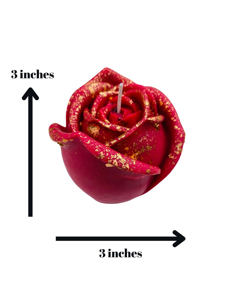 Red Rose Candle Pillar Gold Foiled Scented Flower Mini Soy Decorative ...