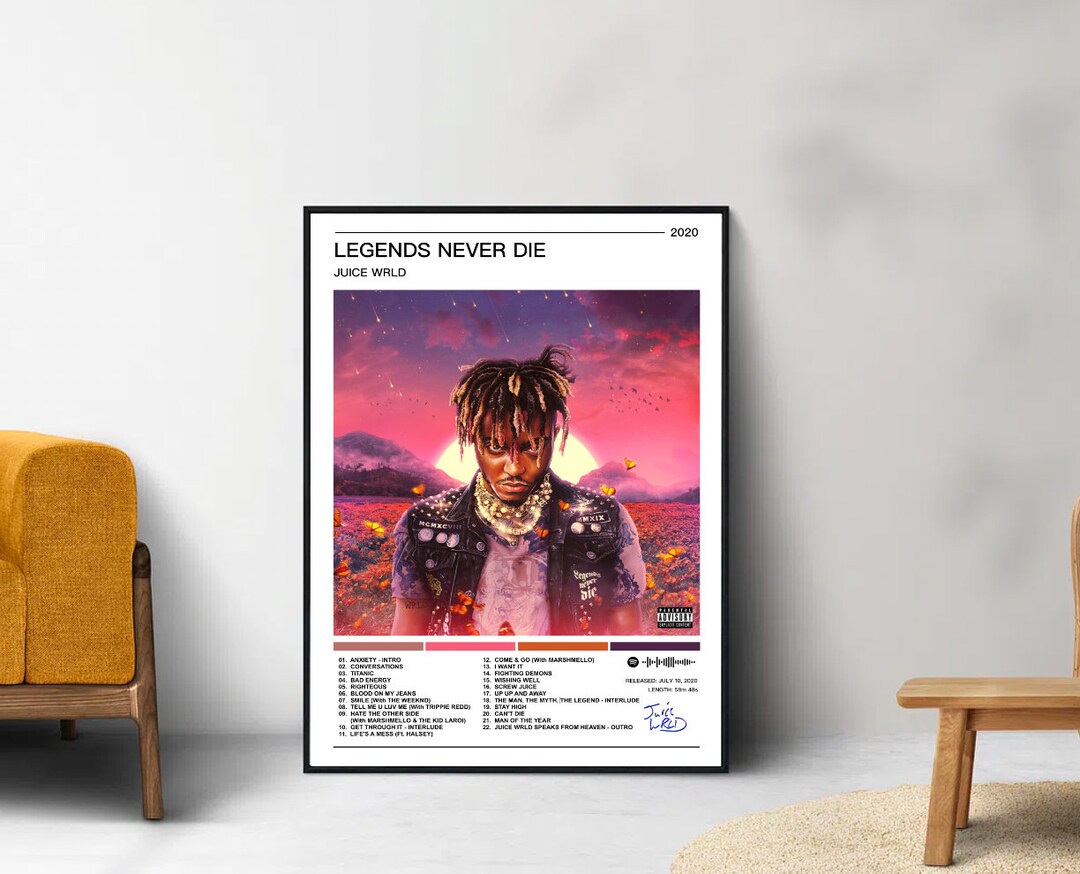 Juice Wrld Legends Never Die Album Poster Merch Custom Poster Digital ...