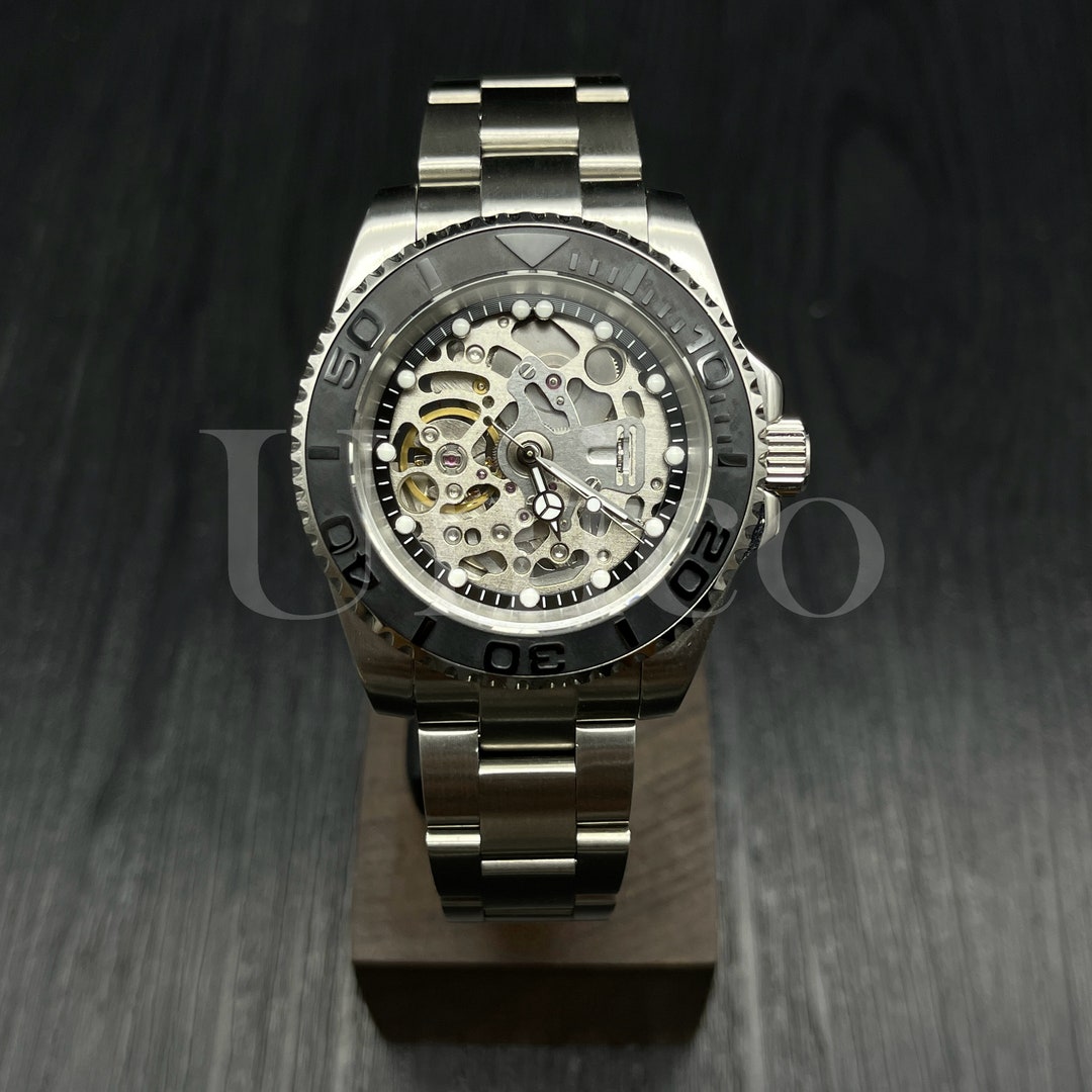 Custom Made Skeleton Watch 40mm Yacht Master Style Diver With - Etsy