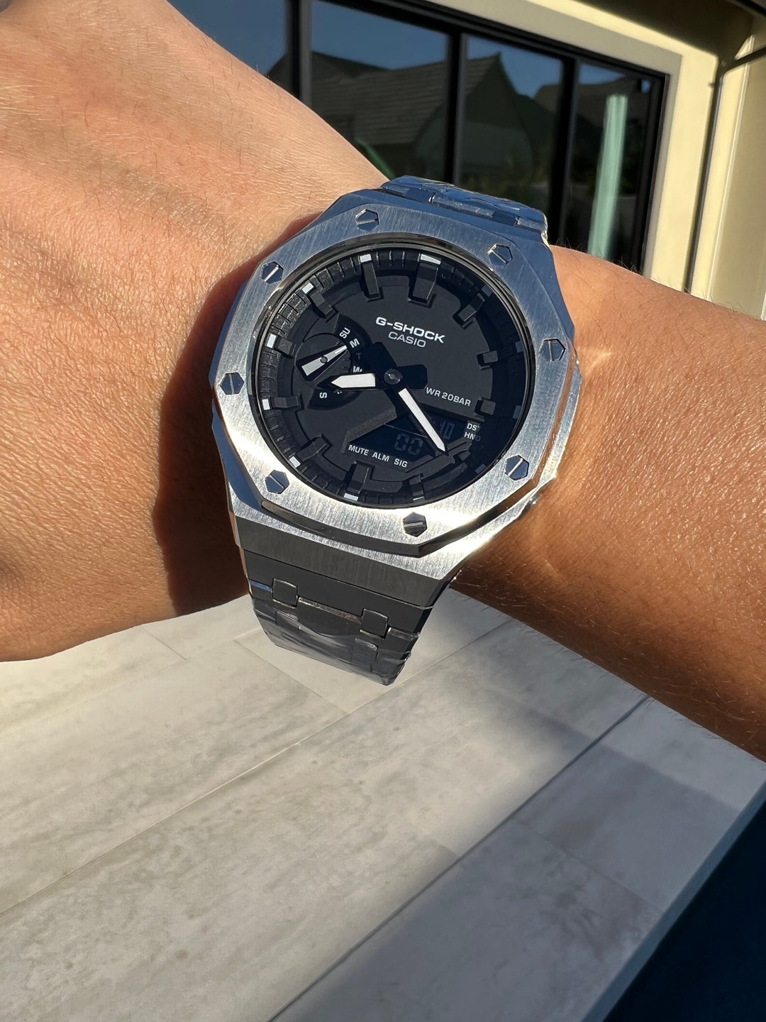 Custom Made Casio G-shock Watch GA2100SKE-7A Casioak Silver - Etsy