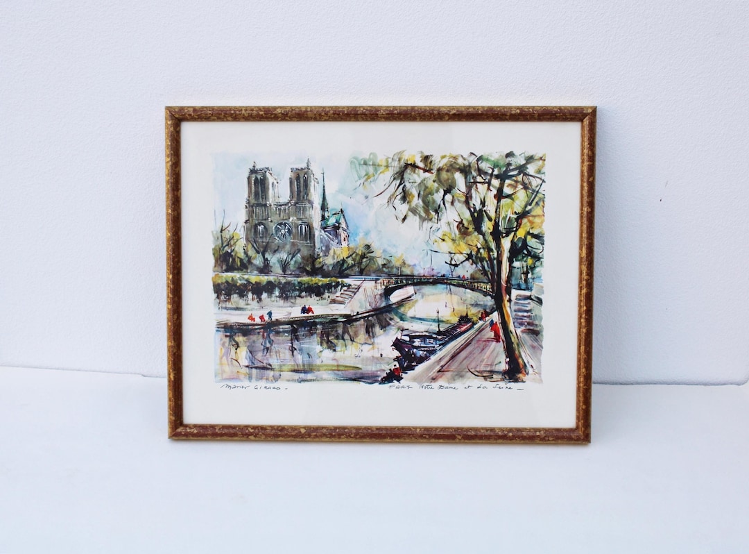 Print Signed Marius Girard “PARIS Notre Dame and the Seine” - French ...