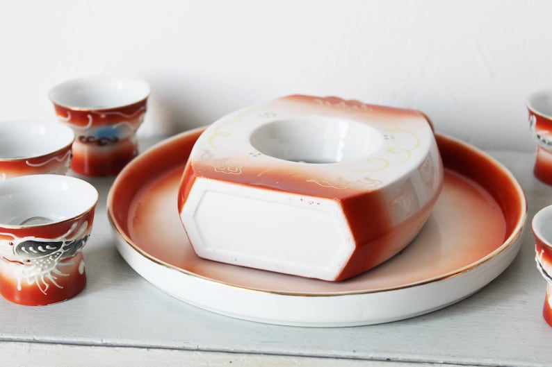 Service à Saké érotique (photos De Femmes) Vintage Avec Plateau, Carafe ...