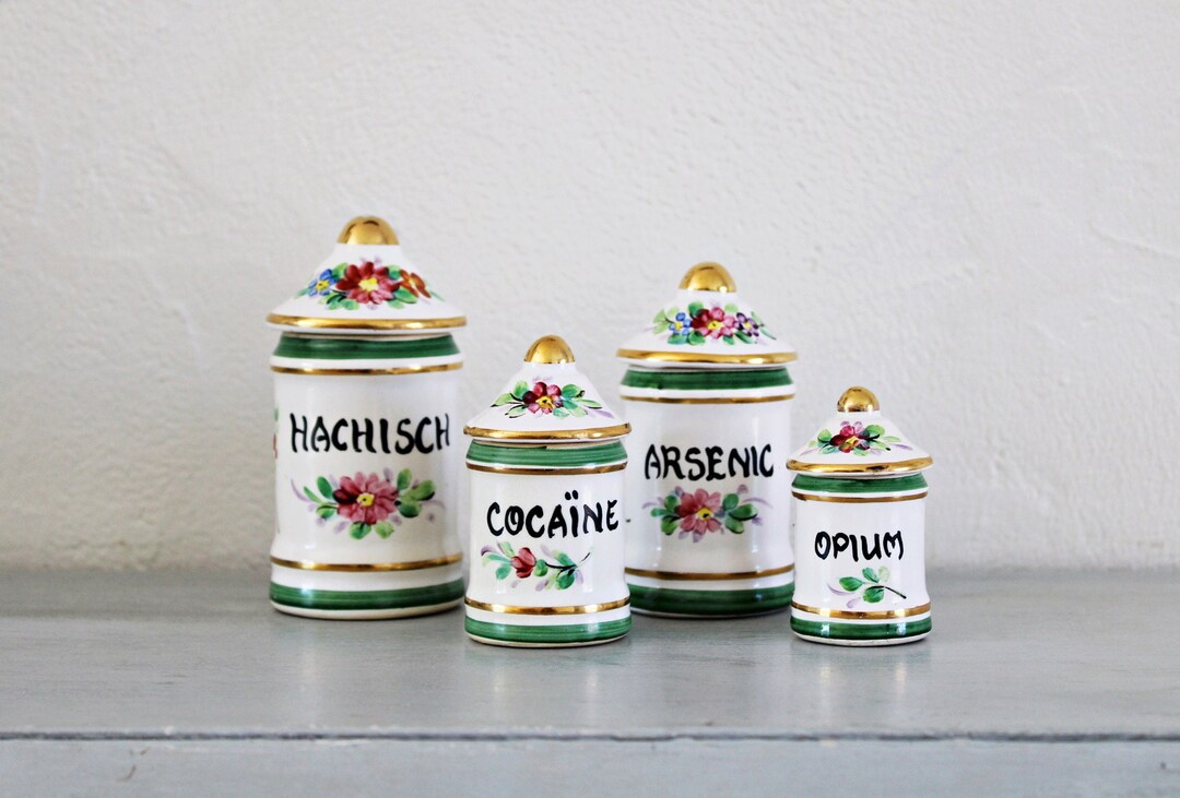 Series of Miniature Hachish Arsenic Cocaine Opium Apothecary Pots ...