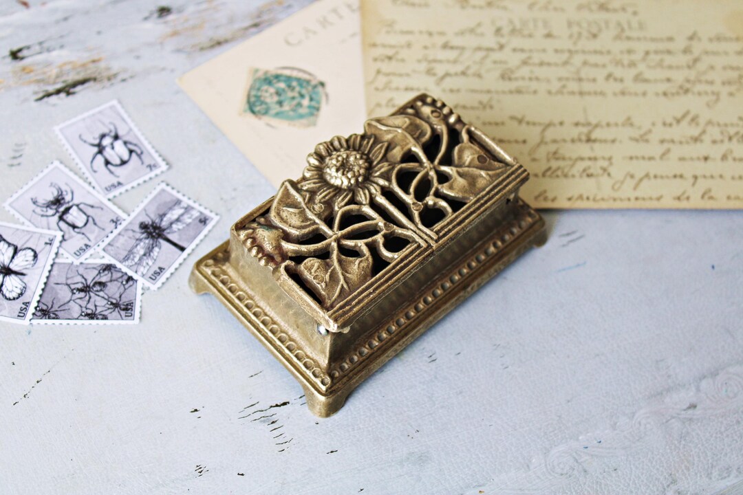 Antique Art Deco Bronze Stamp Box With Two Compartments – Stamp Box - Etsy