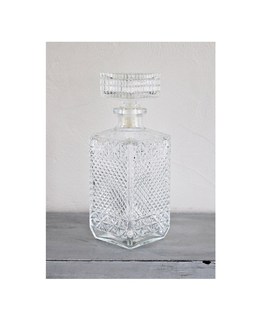 Vintage Square Carafe Registered Model FRANCE Diamond Tip Spirit France ...