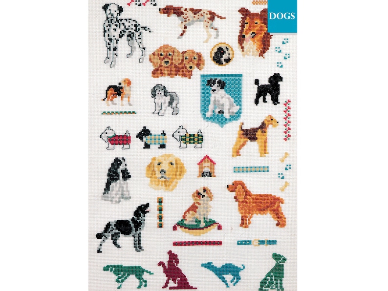 Set of Little Dogs Vintage Cross Stitch Pattern to Download - PDF File ...