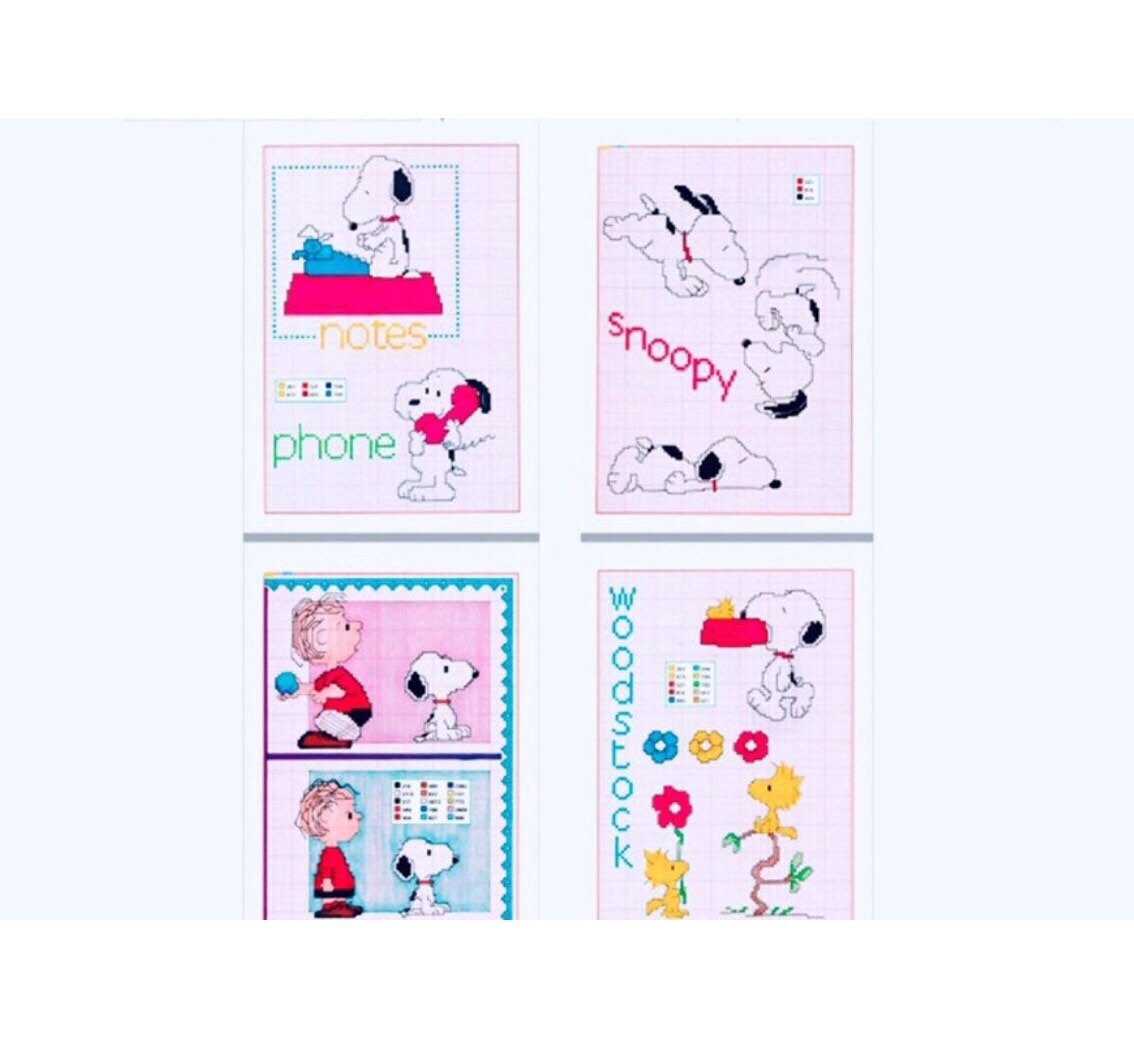 Set of Snoopy and Friends Vintage Cross Stitch Pattern to Download ...