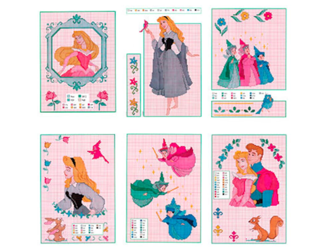 Set of the Sleeping Beauty Vintage Cross Stitch Patterns to Download ...