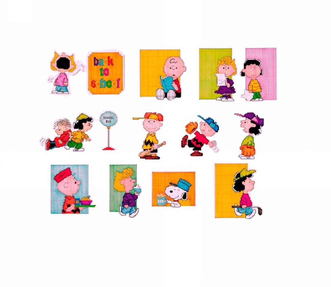 Set of Charlie Brown and Friends Vintage Cross Stitch Patterns to ...