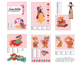Cross Stitch Chart Snow White and the Seven Dwarfs - Etsy