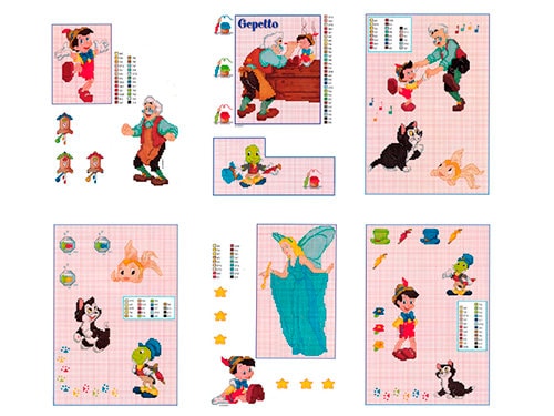 Set of Pinocchio Vintage Cross Stitch Patterns to Download - PDF File ...