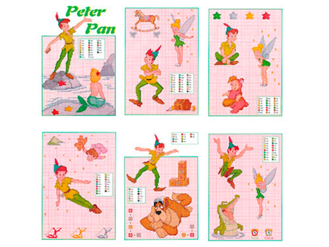 Set of Peter Pan Vintage Cross Stitch Patterns to Download - PDF File ...